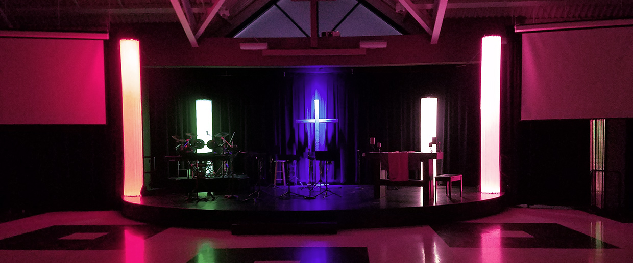 Glowing Columns - Church Stage Design Ideas