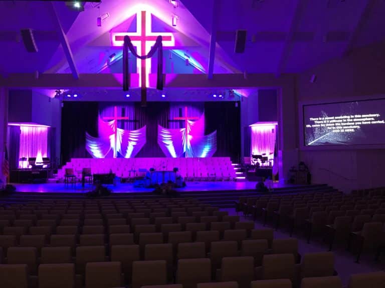Cross and Fabric - Church Stage Design Ideas