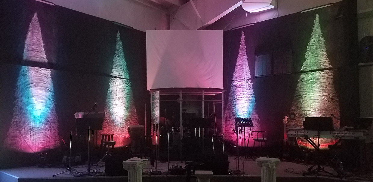 Sidewalk Chalk Trees - Church Stage Design Ideas