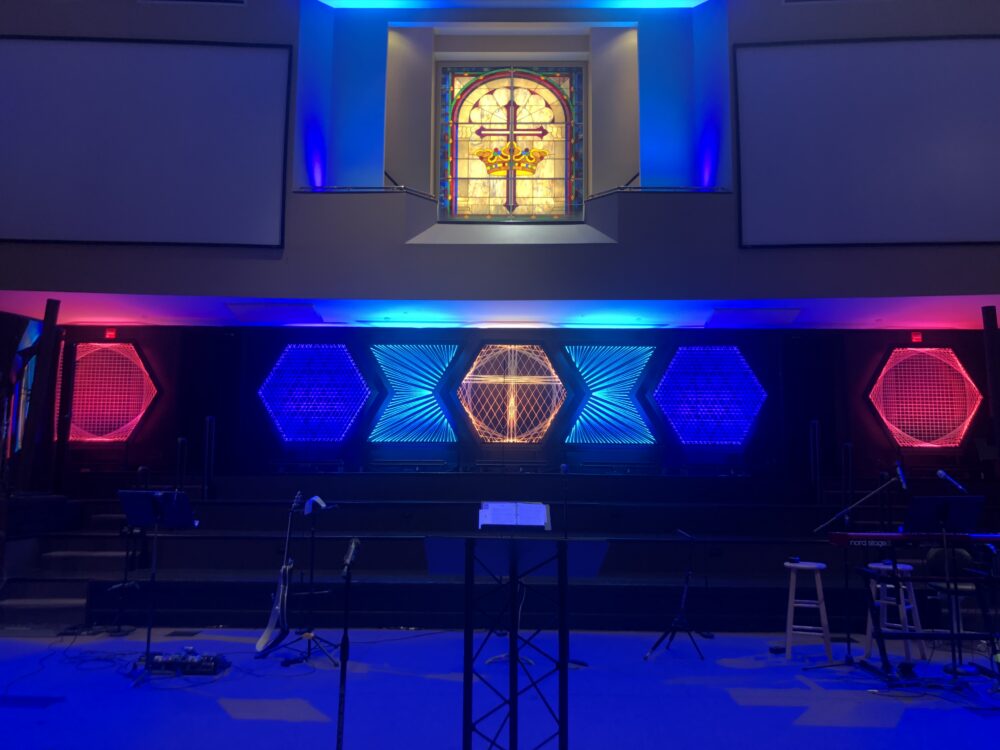 Hexagon String Art - Church Stage Design Ideas - Scenic sets and stage ...